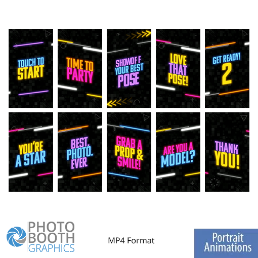Neon Arcade - Portrait/Mirror Screen Pack - Photo Booth Graphics
